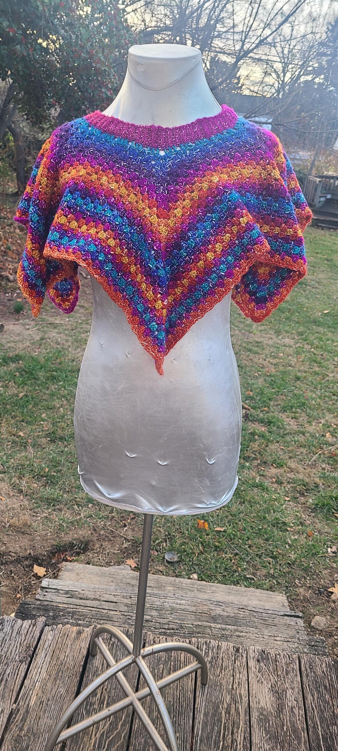Handmade Crochet Shoulder Capelet – Vibrant Multicolor – Textured ...