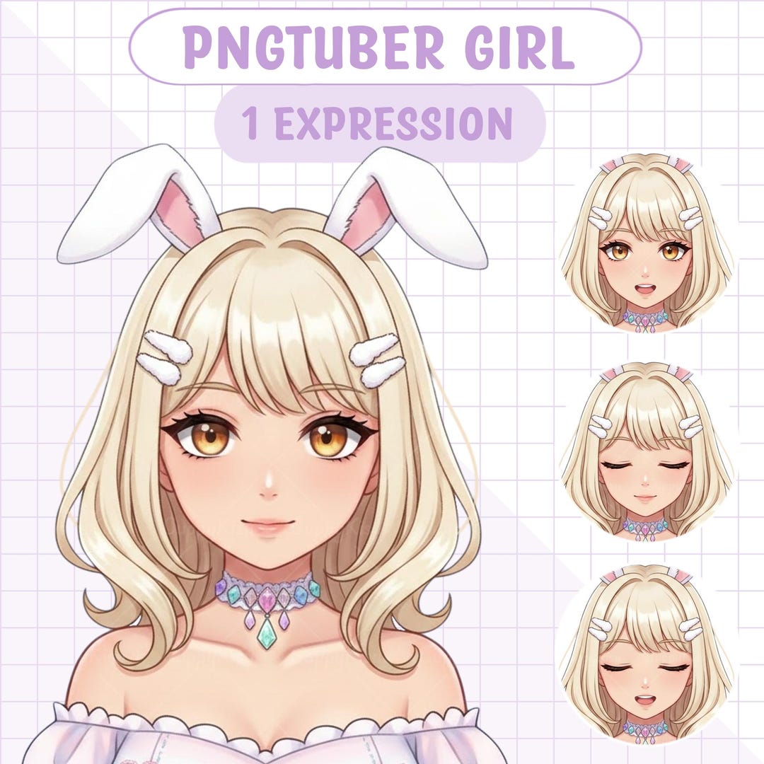 Anime Bunny Pngtuber Model | Blonde Girl, Reactive PNG - Etsy