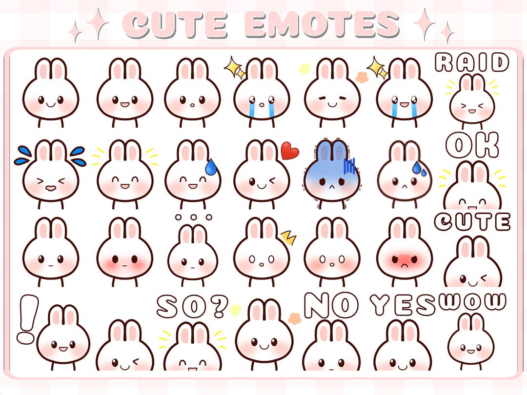 Cute Bunny Emotes (30) / Twitch Emotes / Kick / Youtube / Streaming ...