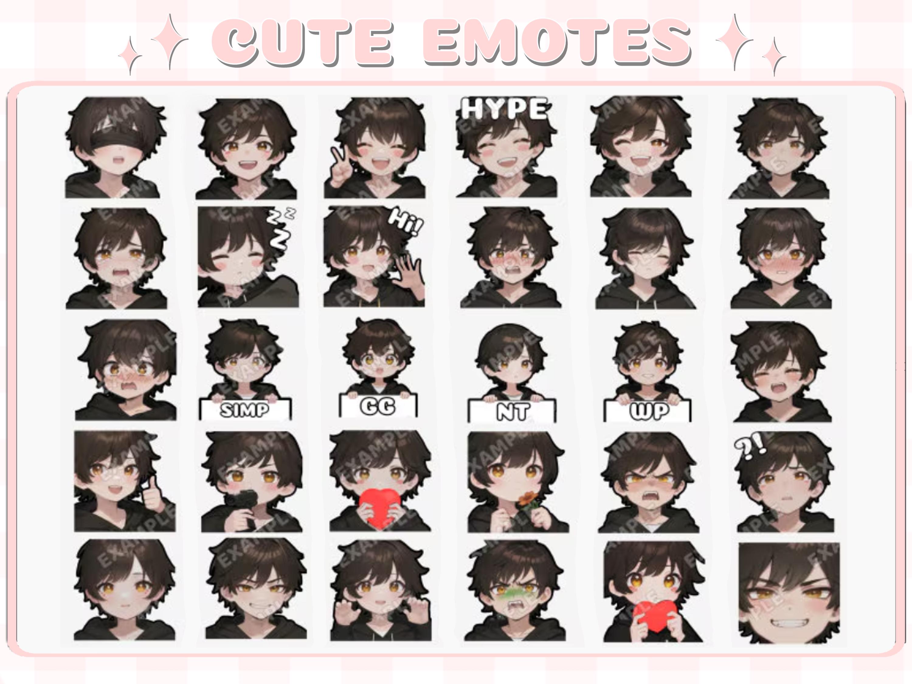 Brown Boy Emotes (30) Brown Eyes, Black Hoodie / Twitch Emotes ...
