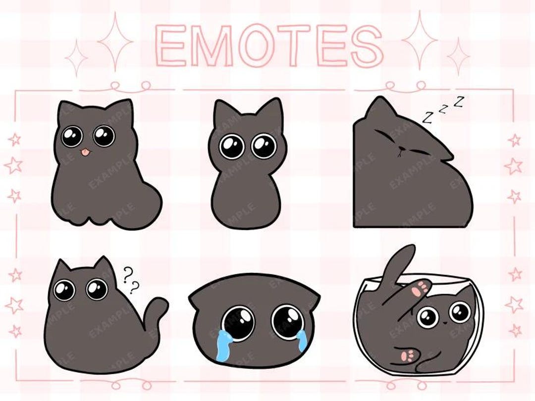 Gray Kitty Cat Emotes 6 Twitch Discord Youtube Streaming Cute Kawaii ...