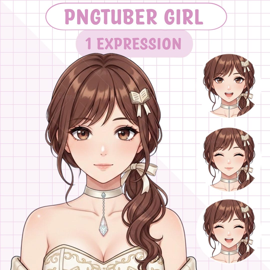 Anime Girl Pngtuber Model | Brown Hair, Reactive PNG (digital Download ...