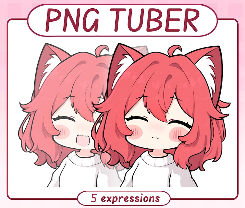 Pink Haired Cat Girl Chibi Pngtuber Model (digital Download) - Etsy Ireland