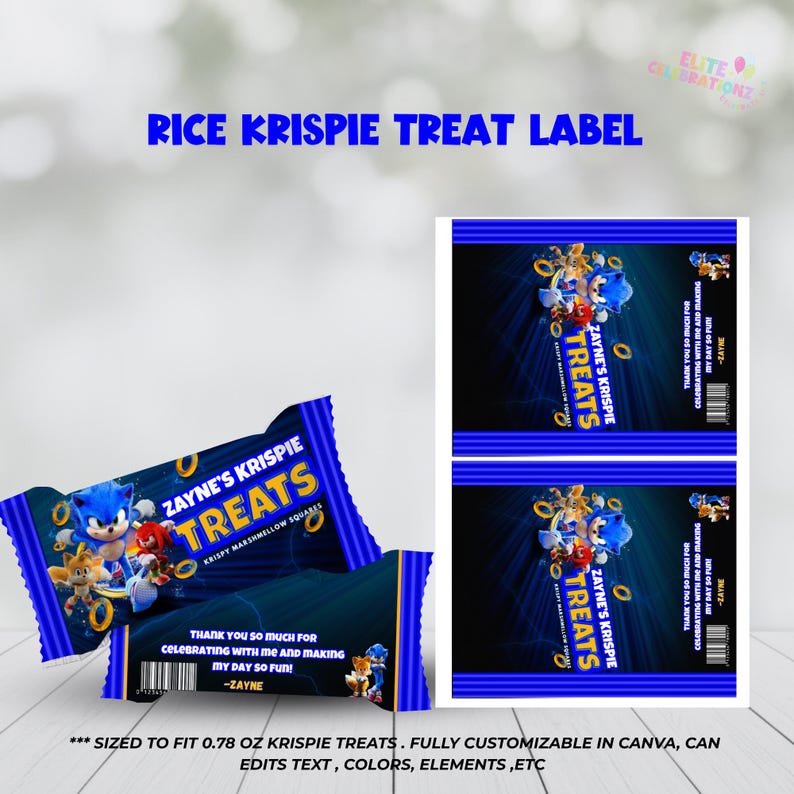 Personalized Sonic Birthday Party Favor Bundle, Editable Sonic Birthday ...