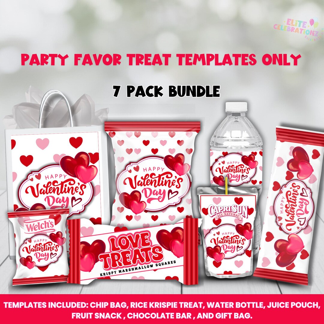 Valentine's Day Favor Templates | Treat Wrappers Bundle (digital ...