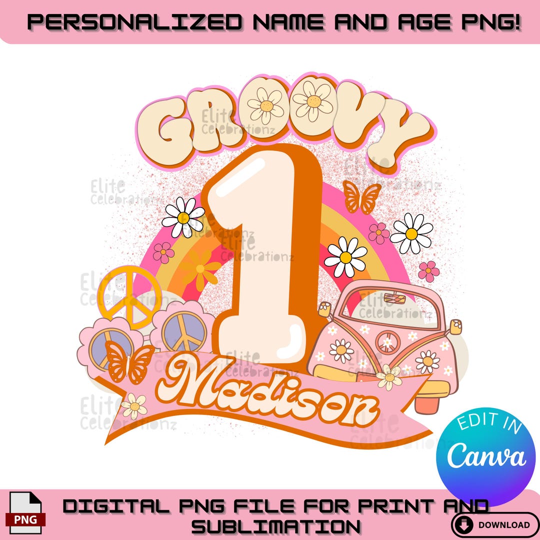Groovy One Png | One Groovy Birthday | Groovy 1 PNG | Retro First ...