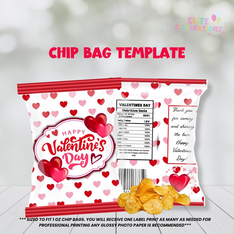 Valentine’s Day Party Favor Bundle | Instant Download Templates | Chip ...