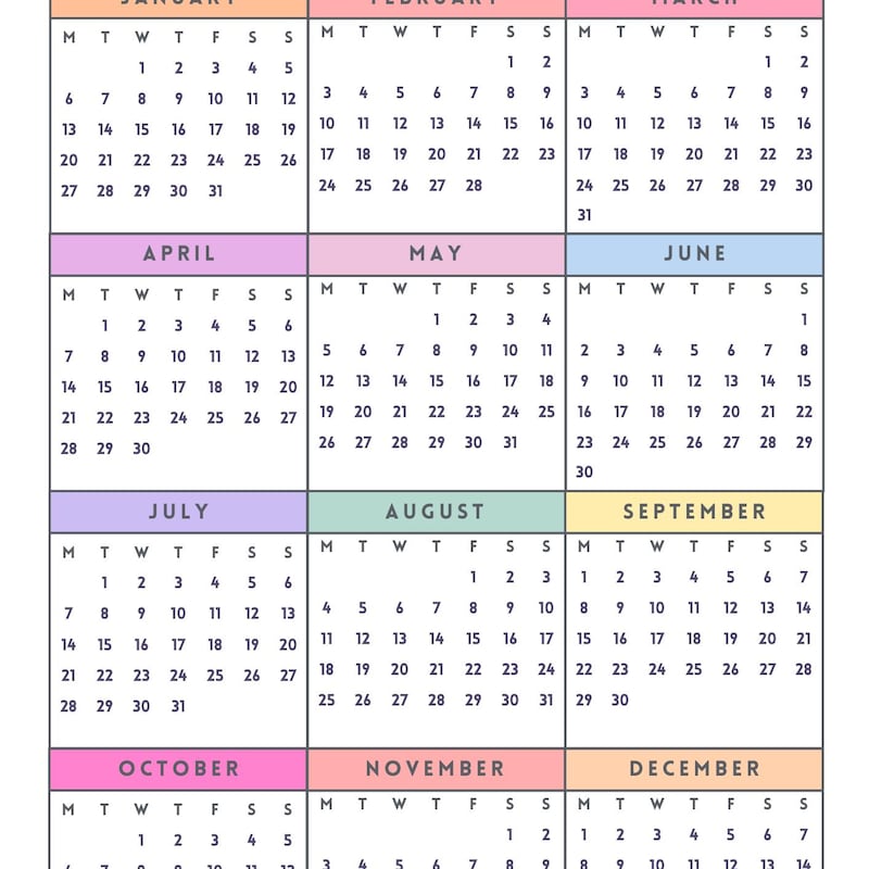 Free 2025 Full Year Calendar - Etsy