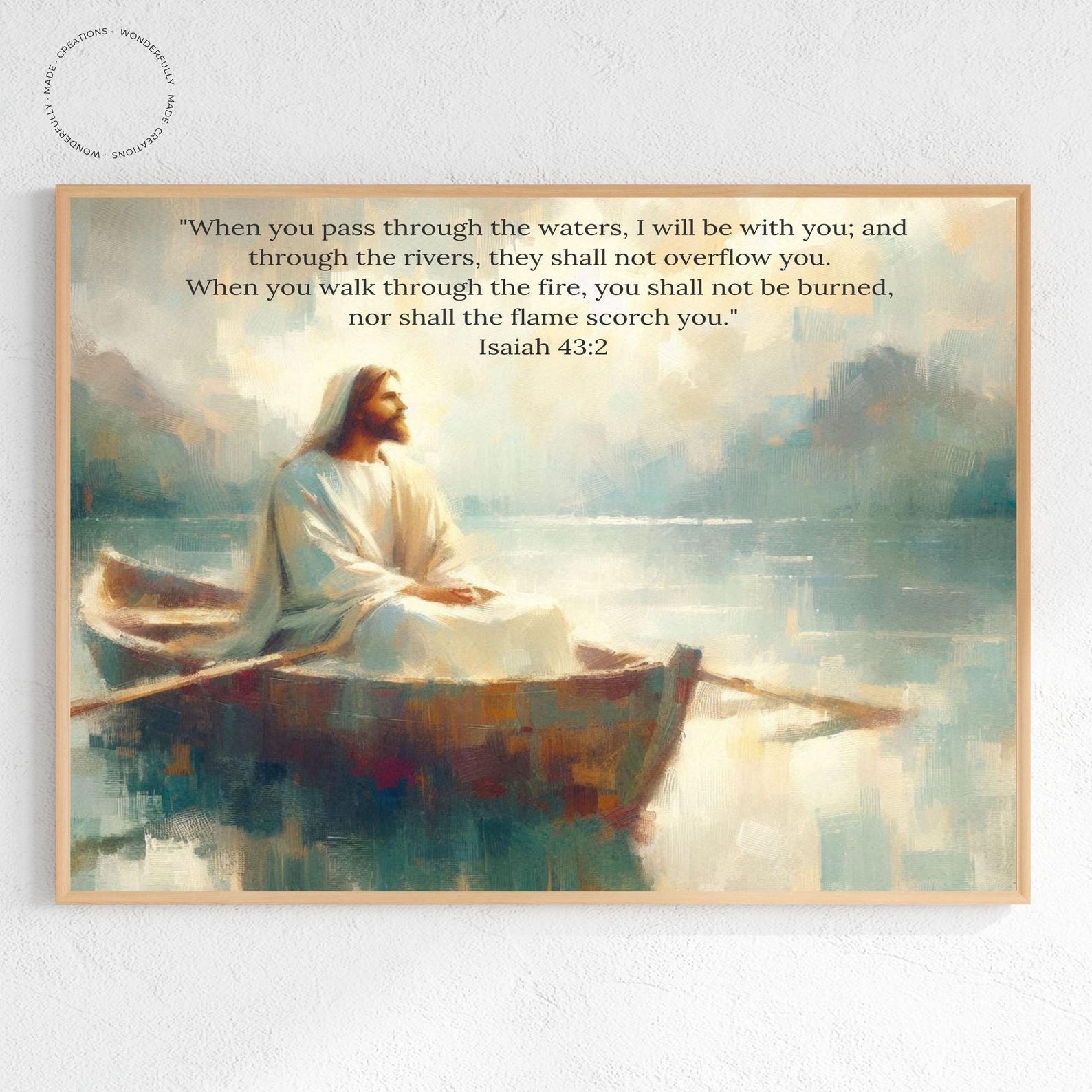 Jesus Calms the Storm Wall Art, Isaiah 43 Scripture Decor, Calming ...