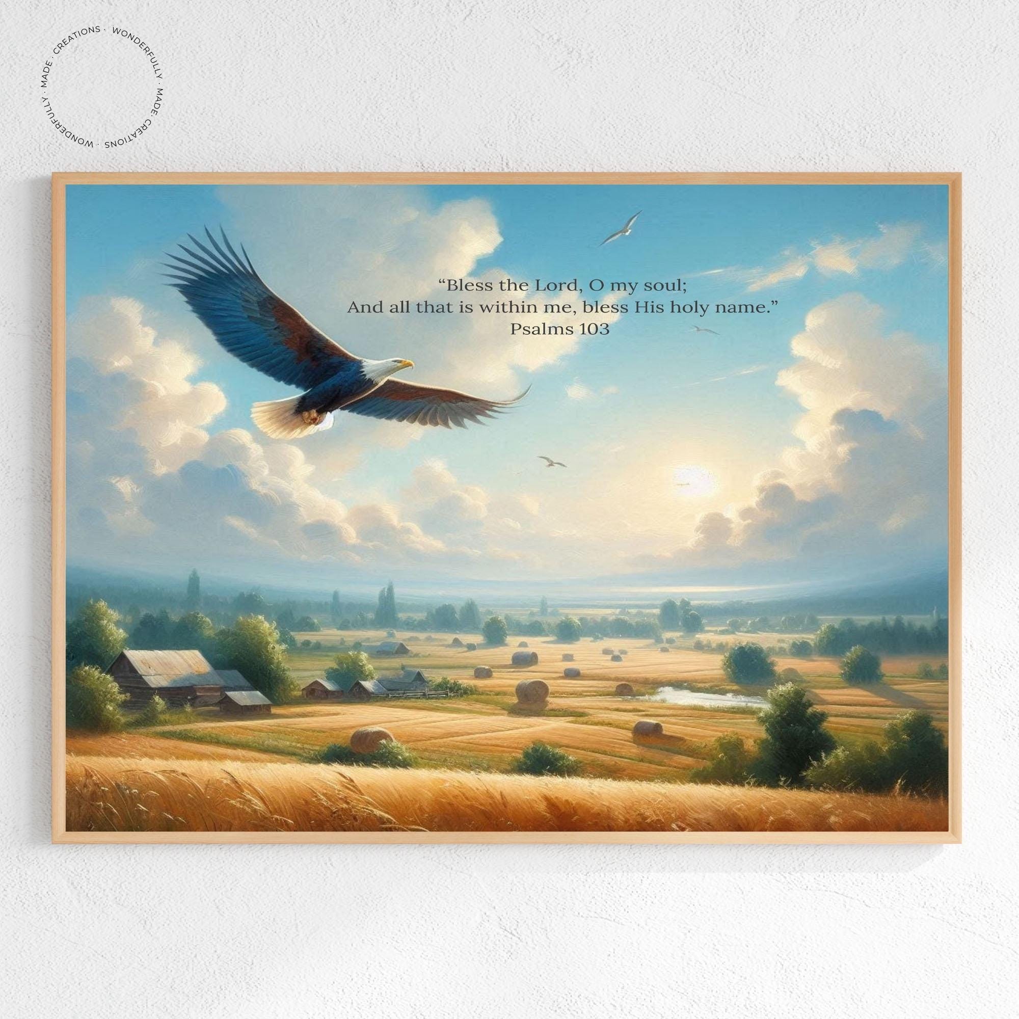 Soaring in Faith, Psalm 103:1 Wall Art, Eagle Inspirational Décor ...