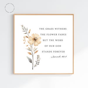 Enduring Faith, Floral Scripture Art, Isaiah 40:8 Wall Decor, Christian ...