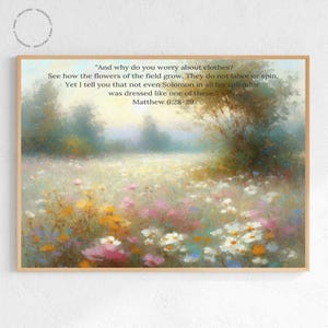 Field of Beautiful Flowers Wall Art, Matthew 6:28 Scripture Print ...