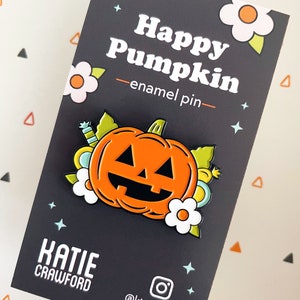 Happy Pumpkin Enamel Pin Jack-o'lantern Pin Halloween Pin Spooky Cute ...