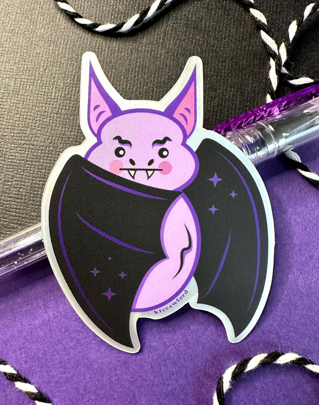 Grumpy Bat Holographic Sticker - Waterproof Spooky Cute Bat Sticker - Etsy