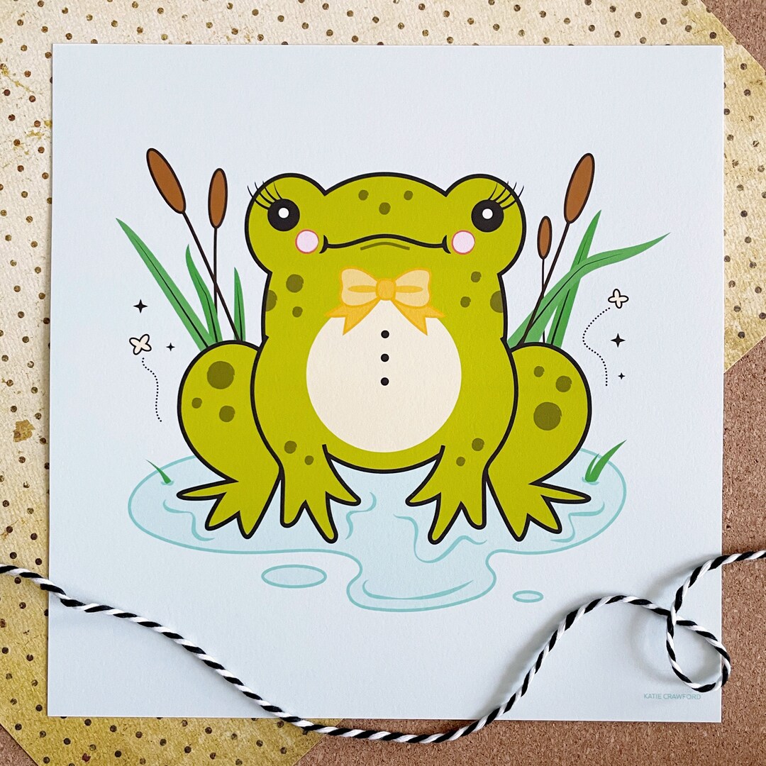 Dapper Frog Art Print - Kawaii Frog Home Decor - Etsy