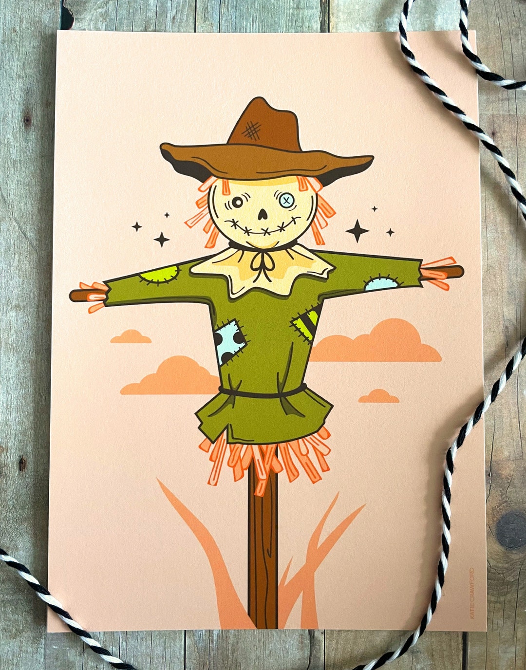 Scarecrow Art Print Fall Art Spooky Cute Home Decor - Etsy