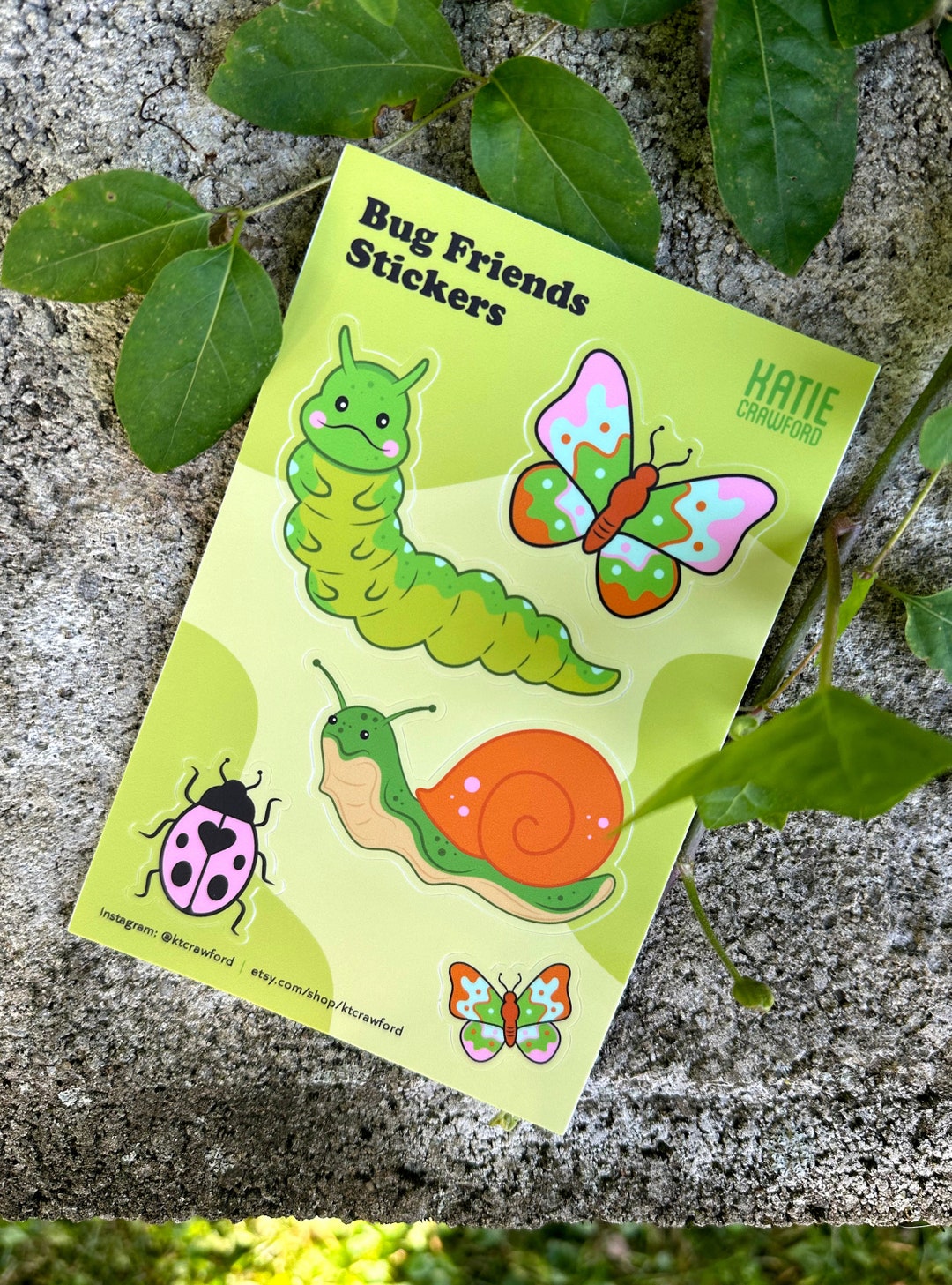STICKER SHEET Bug Friends - Caterpillar, Snail, Butterfly Vinyl ...