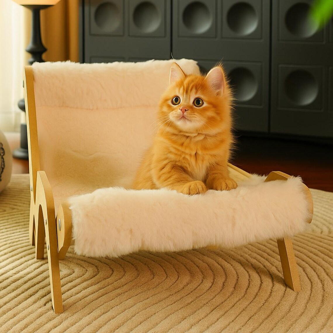 Cat Lounge Chair, Plush Pet Sofa, Wooden Frame, Cozy Christmas Gift - Etsy