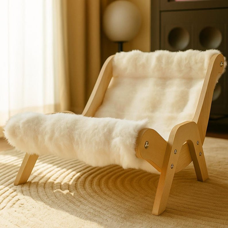 Cat Lounge Chair, Plush Pet Sofa, Wooden Frame, Cozy Christmas Gift - Etsy