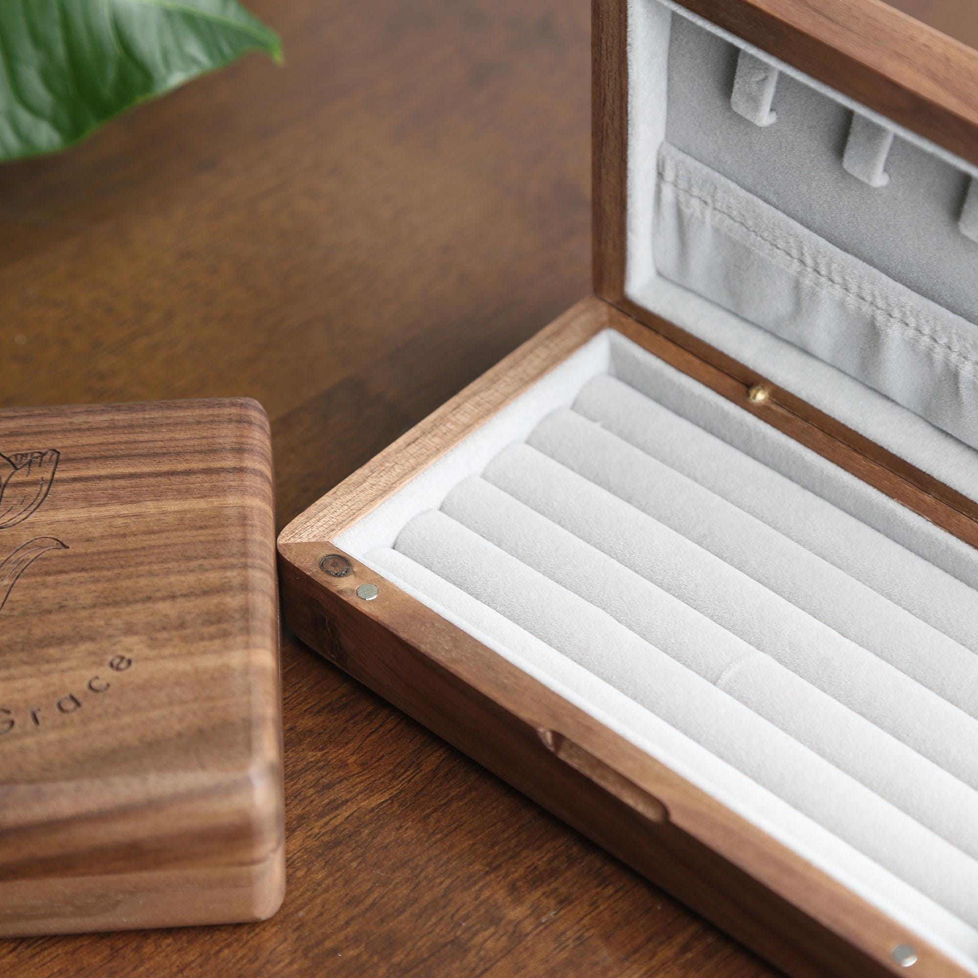 Custom Walnut Jewelry Box,personalized Wooden Keepsake Box,engraved ...