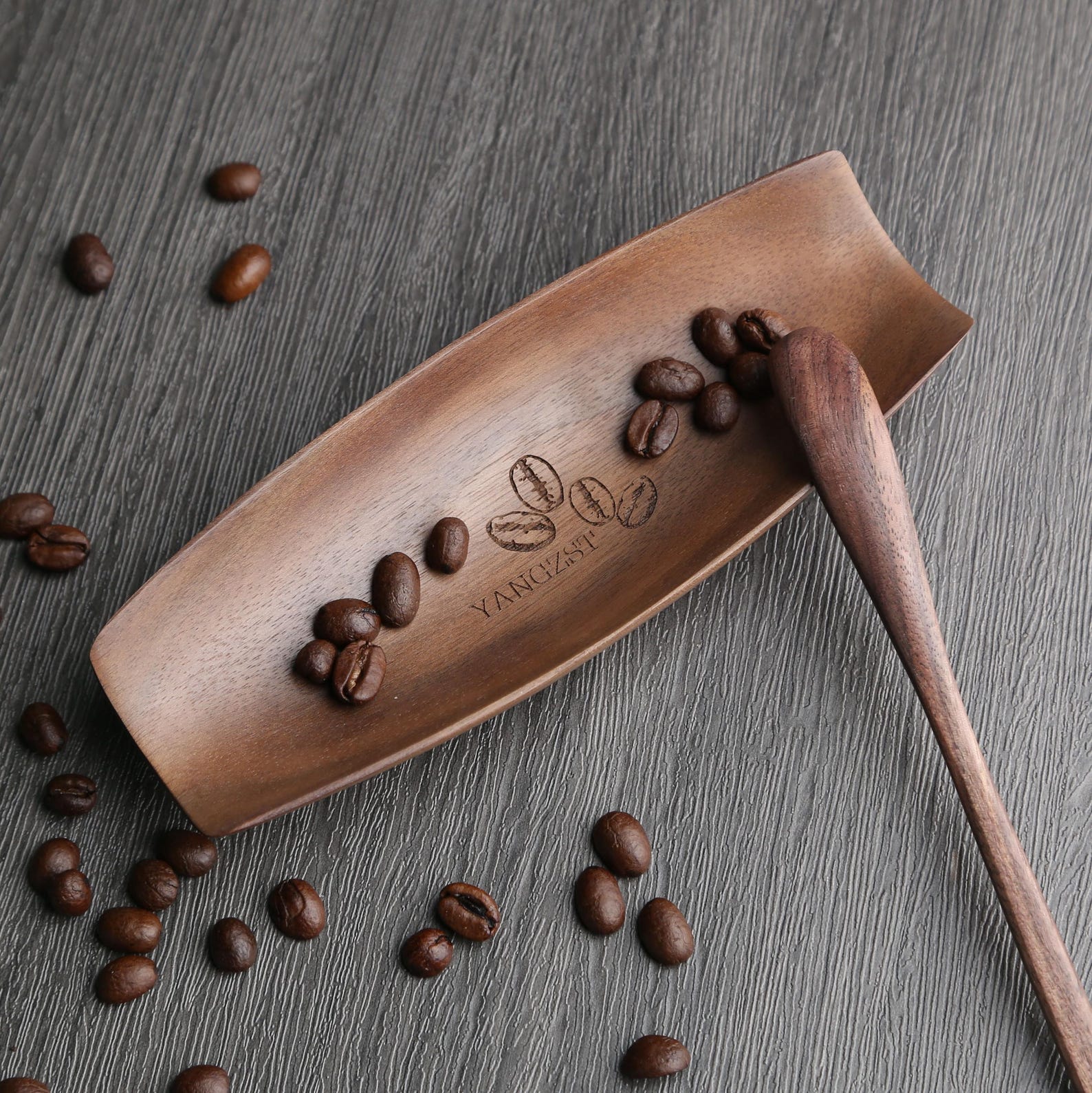 Personalized Walnut Coffee Dosing Tray, Home Cafe Decor - Etsy
