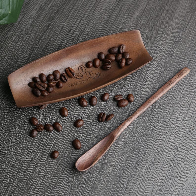 Personalized Walnut Coffee Dosing Tray, Home Cafe Decor - Etsy