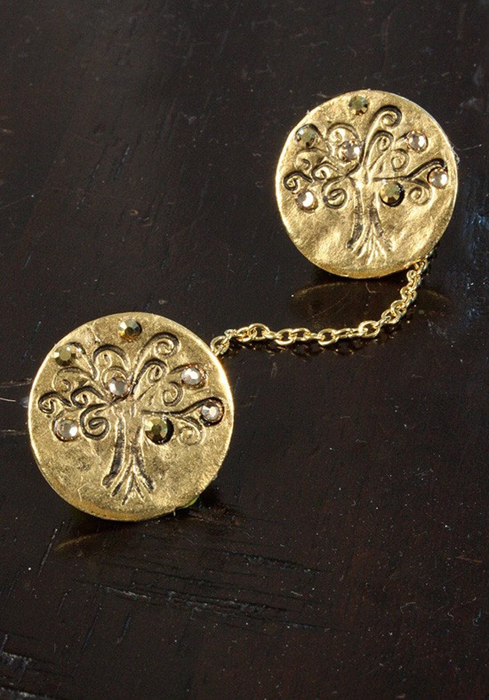 Gold Tree of Life Tallit Clips With Multi Gold Swarovski Crystals - Etsy