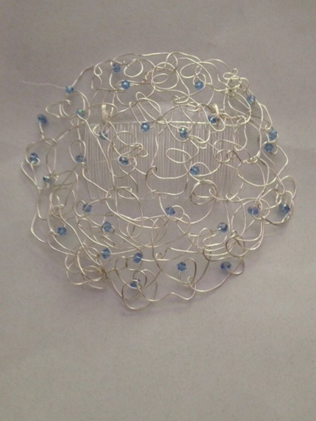 Intracate Silver Wire Kippah With Light Blue Crystals - Etsy