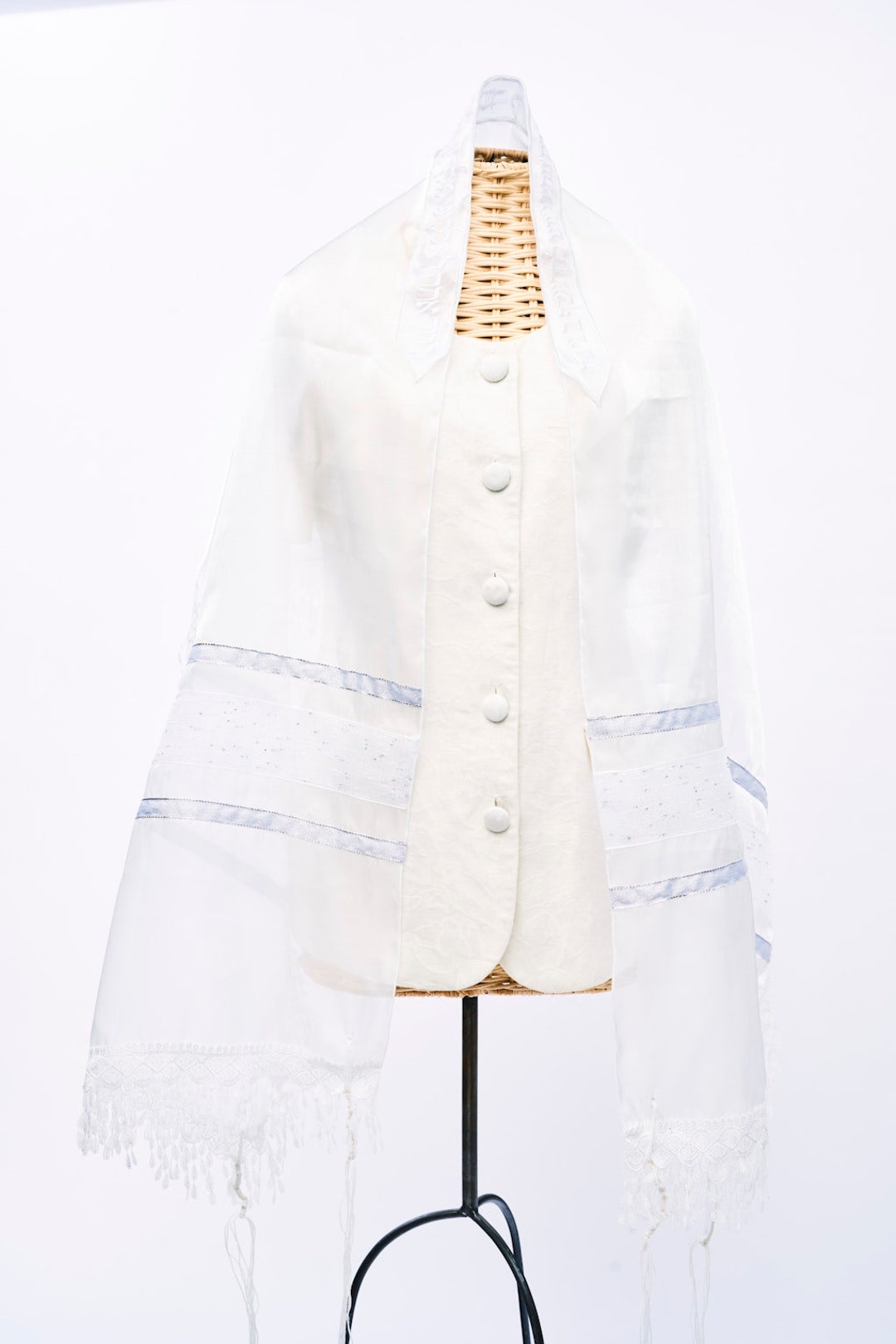 Handmade With Silver Sheer Tallit and Teardrop Fringe - Etsy