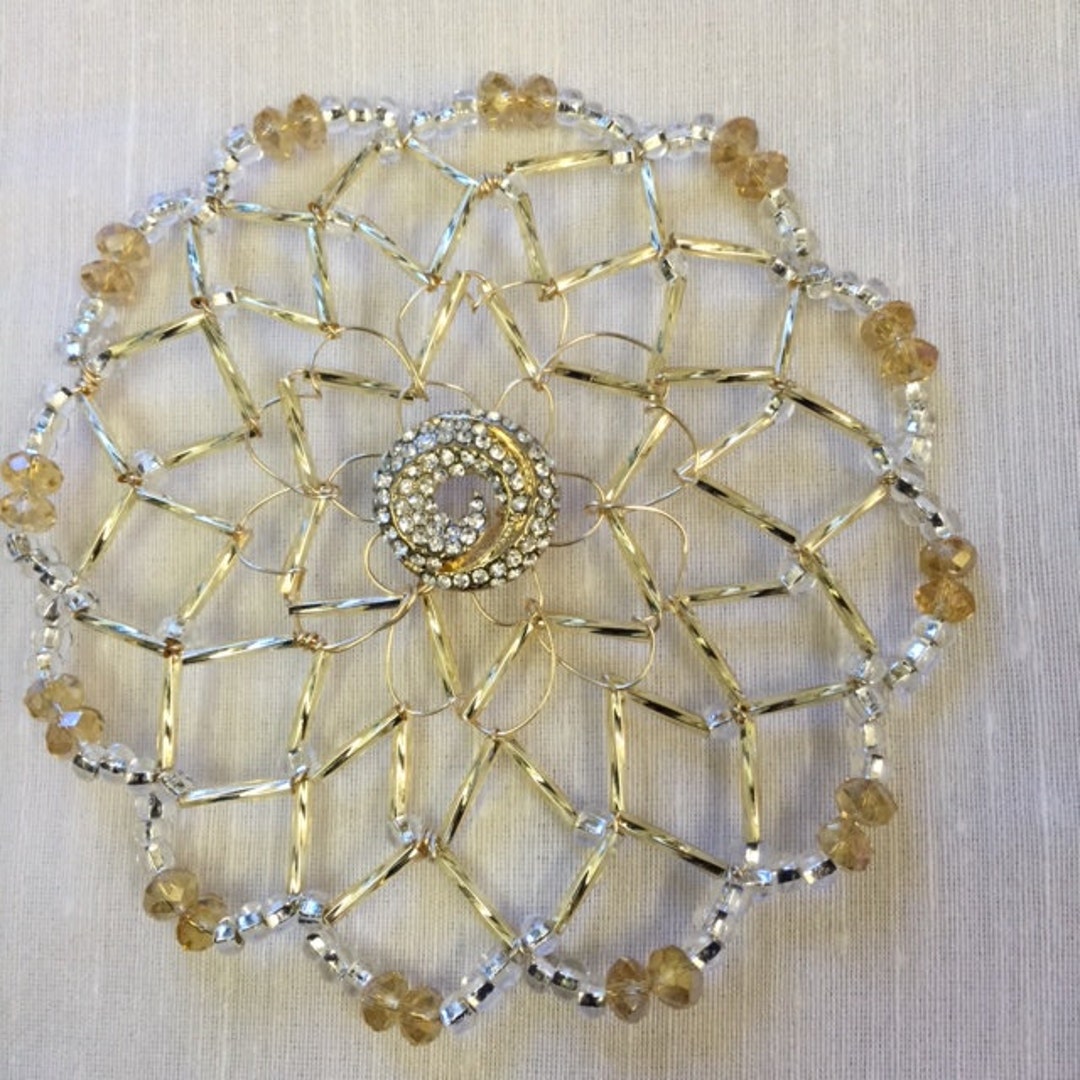 Gold Kippah With Swarovski Swirl Center - Etsy