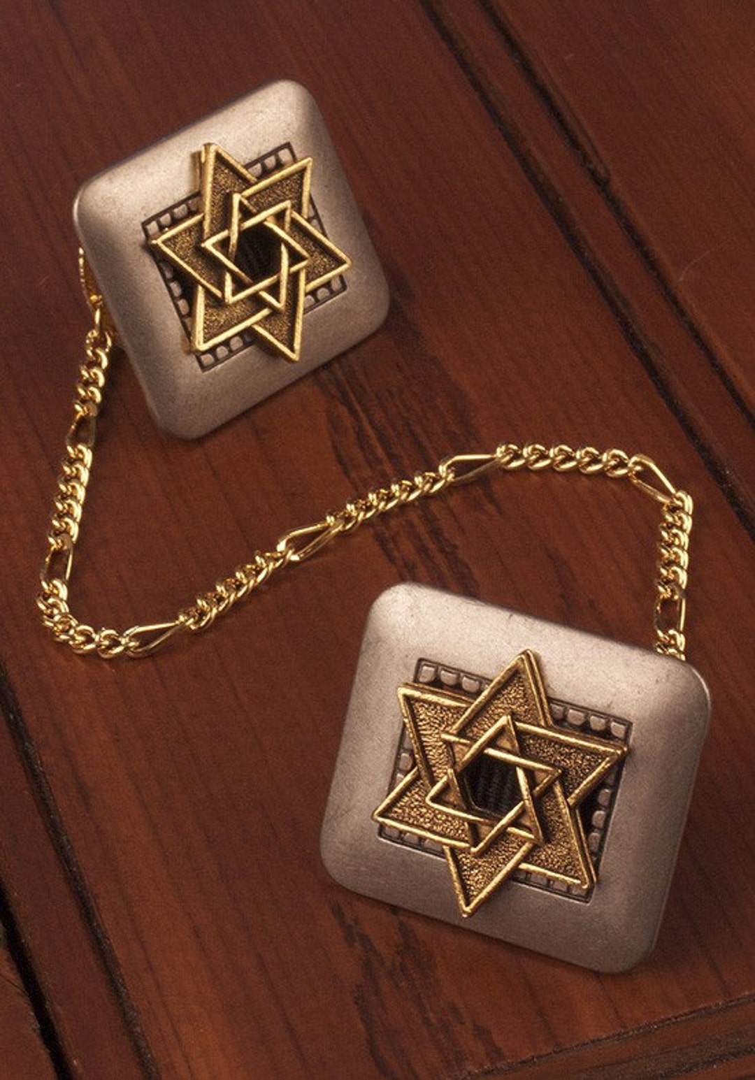 Silver and Gold Tallit Clips With Star of David - Etsy