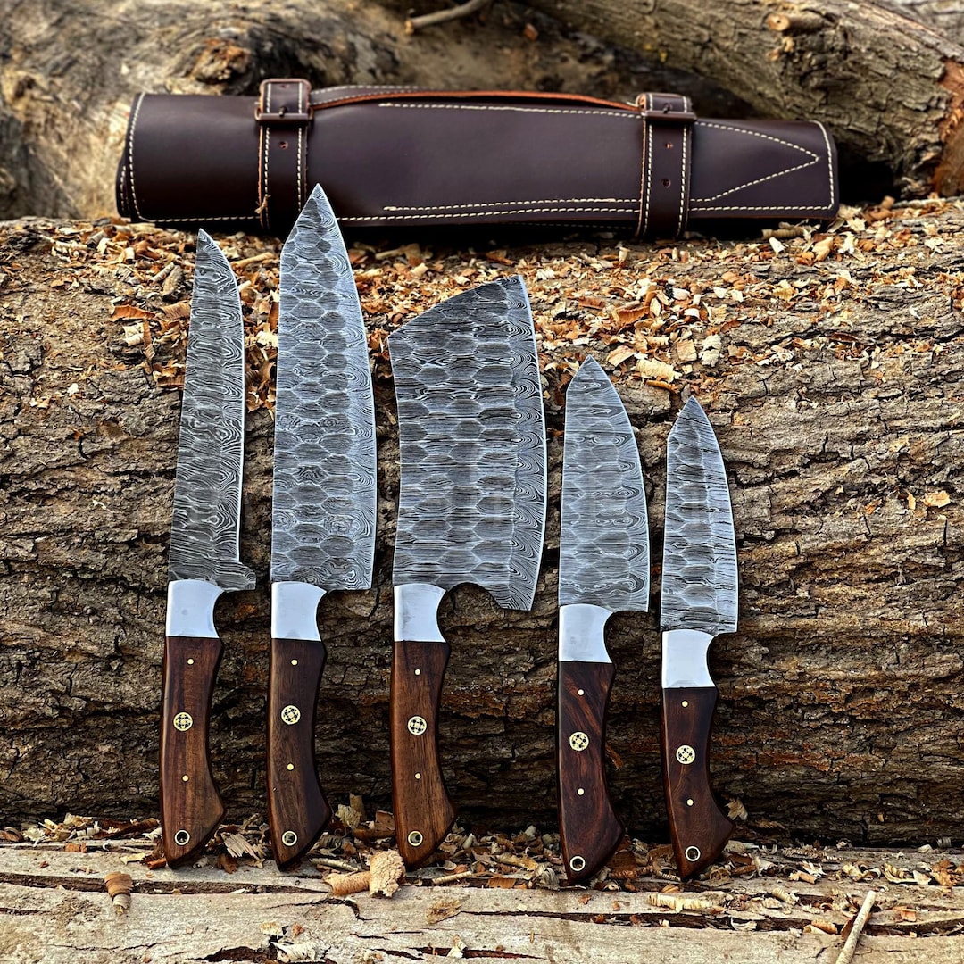 Hand Forged Damascus Steel Chef Knife Set: 5 Piece Luxury Kitchen ...