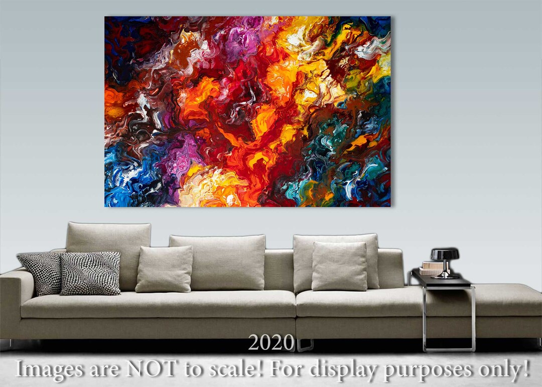 Extra Large Modern Original Liquid Painting Multi Color - Etsy