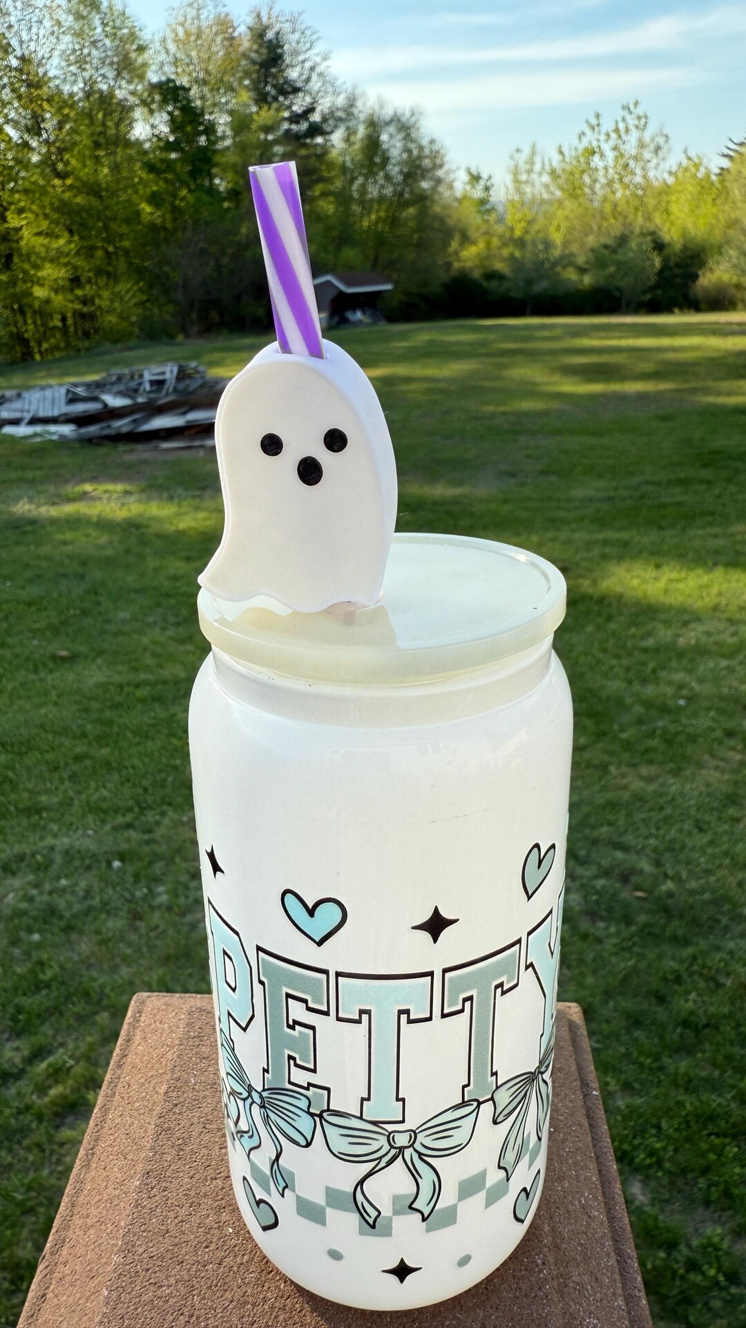 Cute Ghost 3D Printed Straw Topper – 8mm Tumbler Accessory, Fun ...