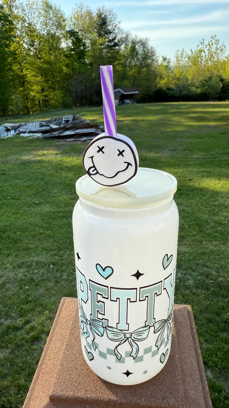 Cute Smiley Face 3d Printed Straw Topper, 8mm Straw Topper, Tumbler ...