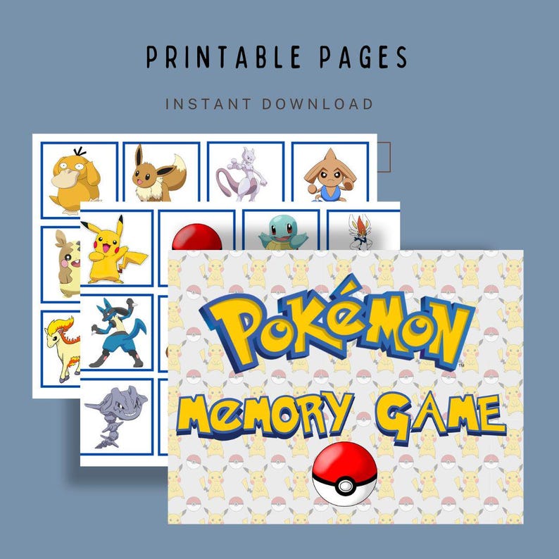 Pokemon Memory Cards, Pokemon Memory Game, Pokemon, Memory Cards, Pokemon Flash Cards, Pokemon ...