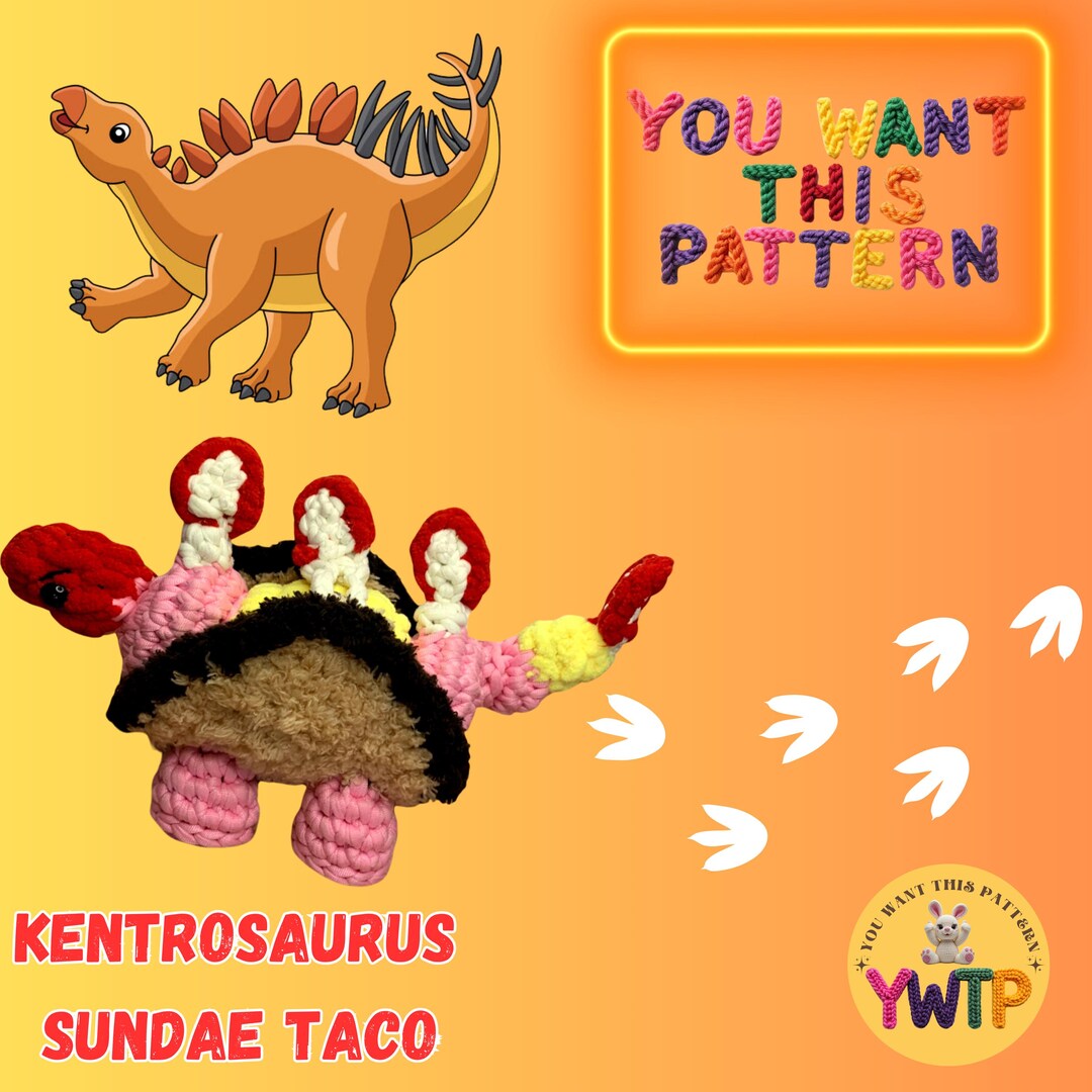 Kentrosaurus, Sundae Taco Dino Crochet, Crochet Food, Dinosaur Plushie ...