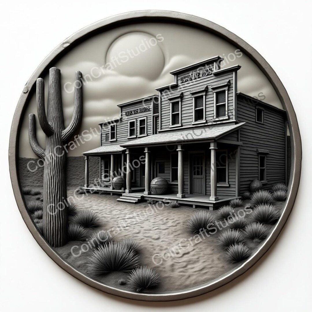Western Outpost Depth Map Coin for CNC & Fiber Laser Engraving Custom ...