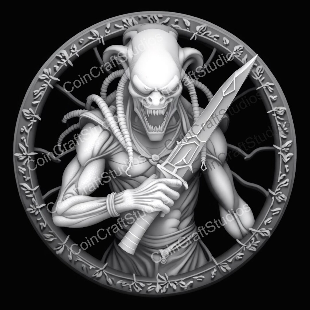 Cyber Assassin Depth Map Coin for CNC & Fiber Laser Engraving | Custom ...