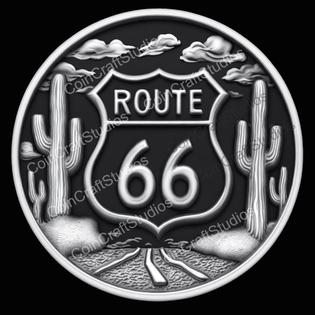 Route 66 Dreams Depth Map Coin for CNC & Fiber Laser Engraving | Custom ...