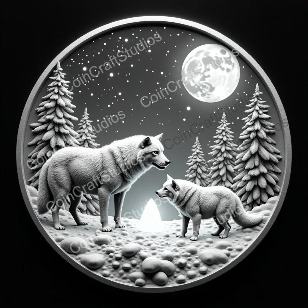 Winter Wonderland Depth Map Coin for CNC & Fiber Laser Engraving ...