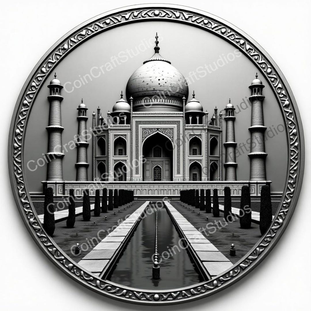 Taj Mahal Depth Map Coin for CNC & Fiber Laser Engraving | Custom Coins ...