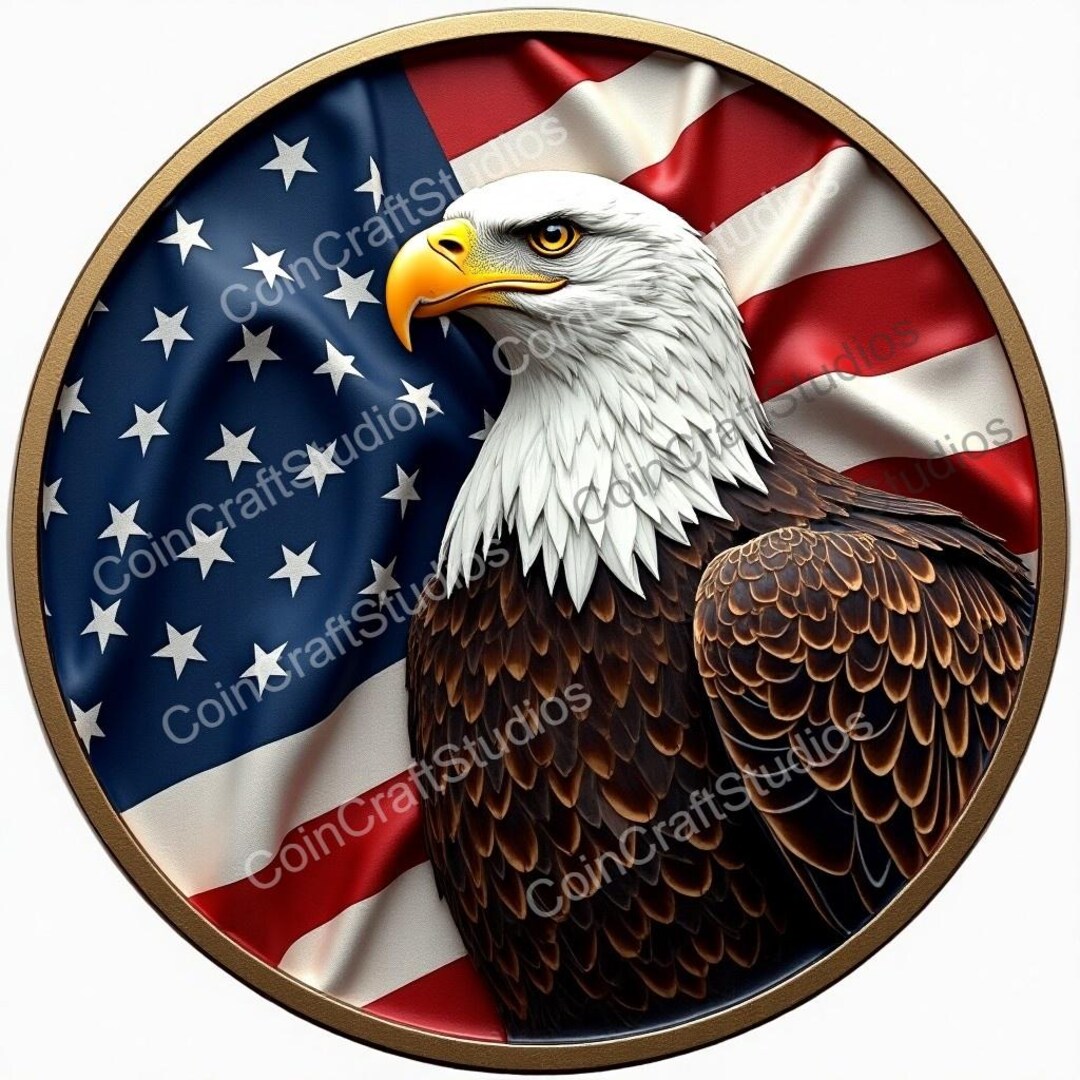 Noble Eagle Depth Map Coin for CNC & Fiber Laser Engraving | Custom ...