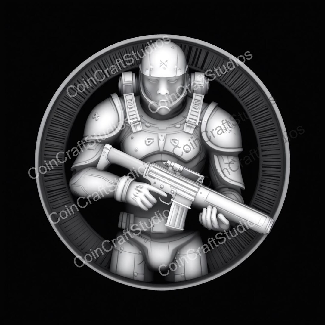 Space Marine Depth Map Coin for CNC & Fiber Laser Engraving Custom ...