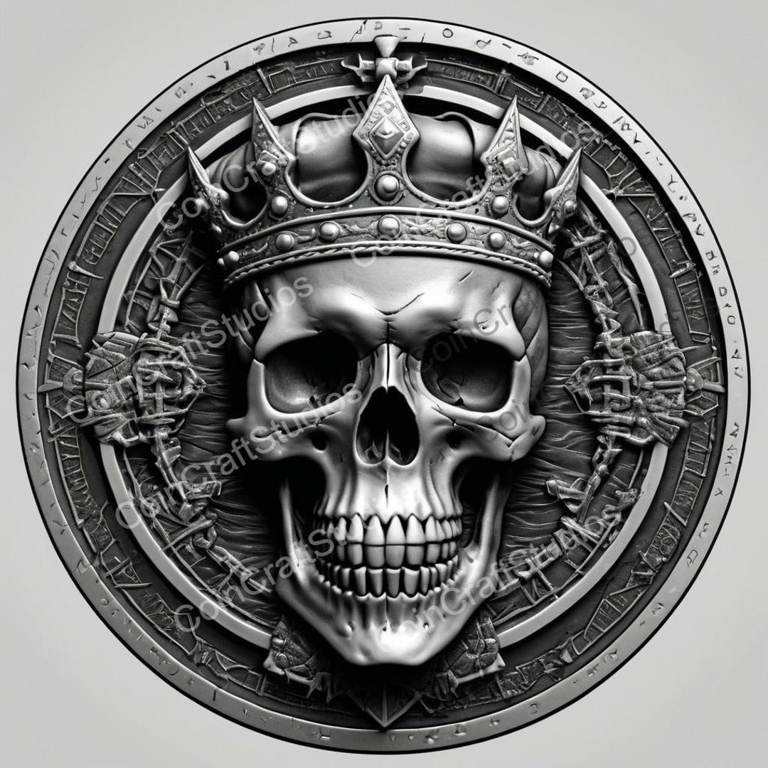Arcane Skull Depth Map Coin for CNC & Fiber Laser Engraving | Custom ...