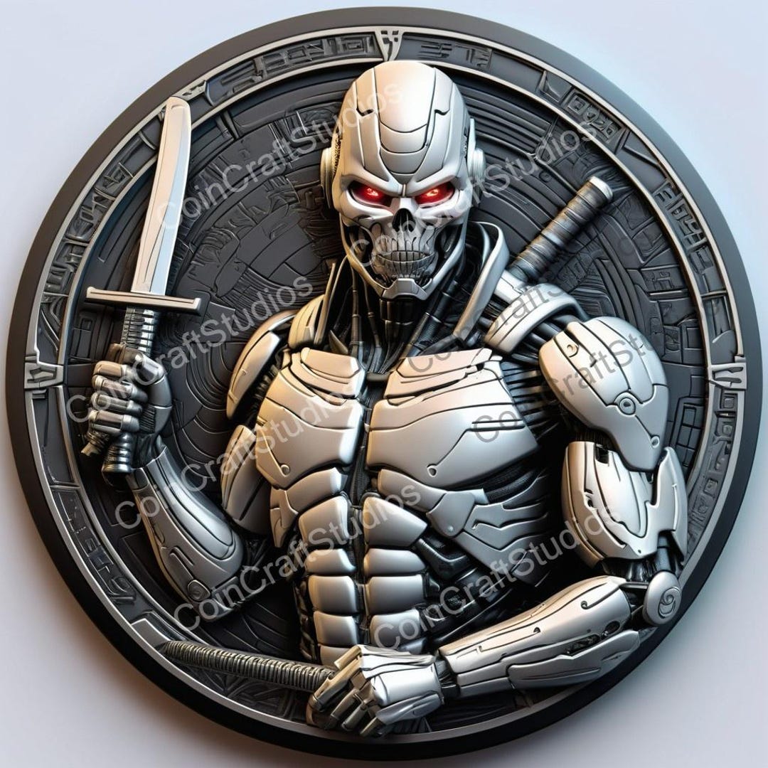 Cyber Assassin Depth Map Coin for CNC & Fiber Laser Engraving | Custom ...