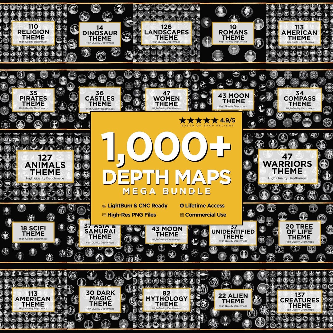 Depth Map Bundle Edc Coins CNC & Fiber Laser Engraving File | Edc Coin ...