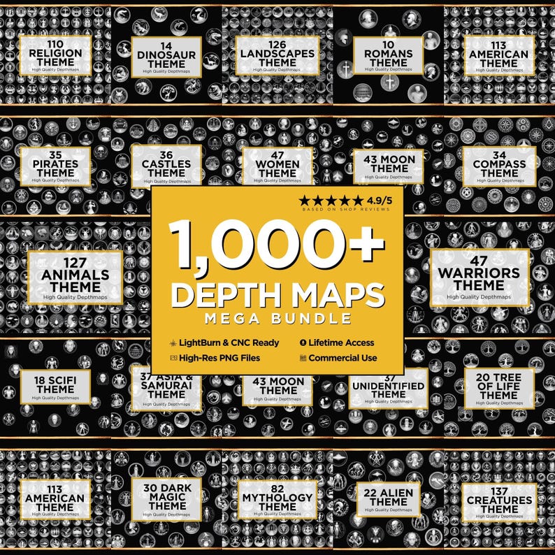 Depth Map Bundle Edc Coins CNC & Fiber Laser Engraving File | Edc Coin ...