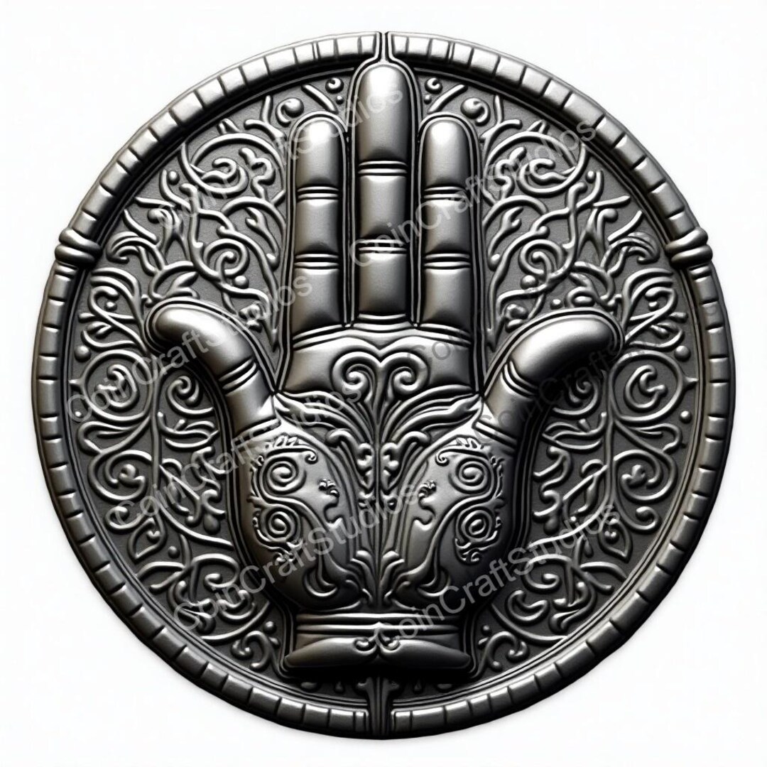 Hand of Mystery Depth Map Coin for CNC & Fiber Laser Engraving | Custom ...