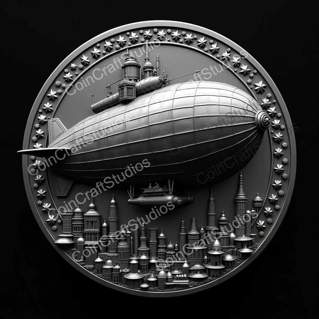 Airship Journey Depth Map Coin for CNC & Fiber Laser Engraving Custom ...